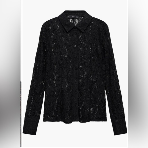 Mango | Tops | Mango Black Lace Button Up Blouse | Poshmark